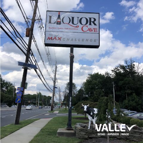 Liquor Cave Pylon Sign Face Replacement - Valle Signs & Awnings